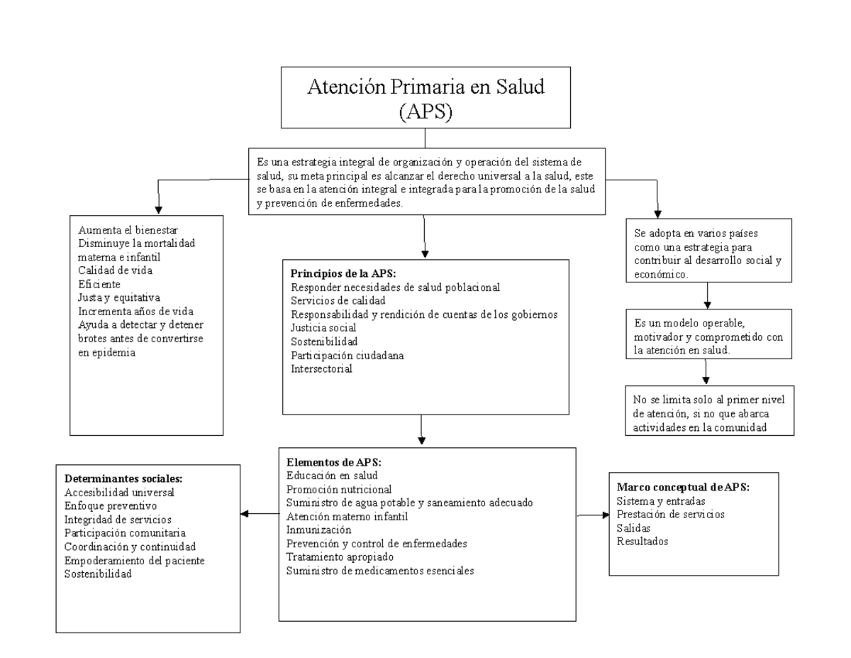 Mapa conceptual de APS - mas - Aumenta el bienestar Disminuye la mortalidad materna e infantil ...