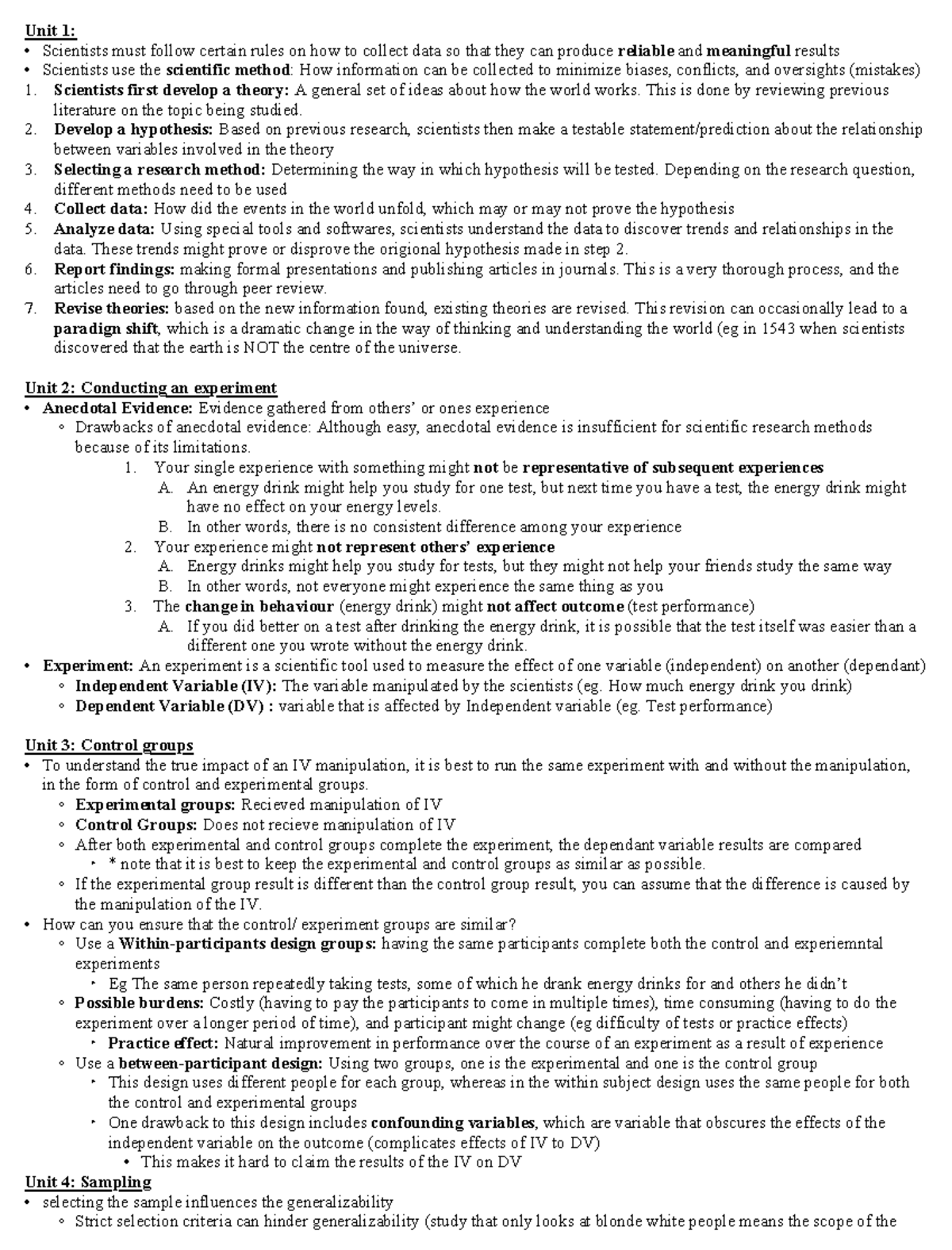 Research Methods - Module - Unit 1: Scientists must follow certain ...