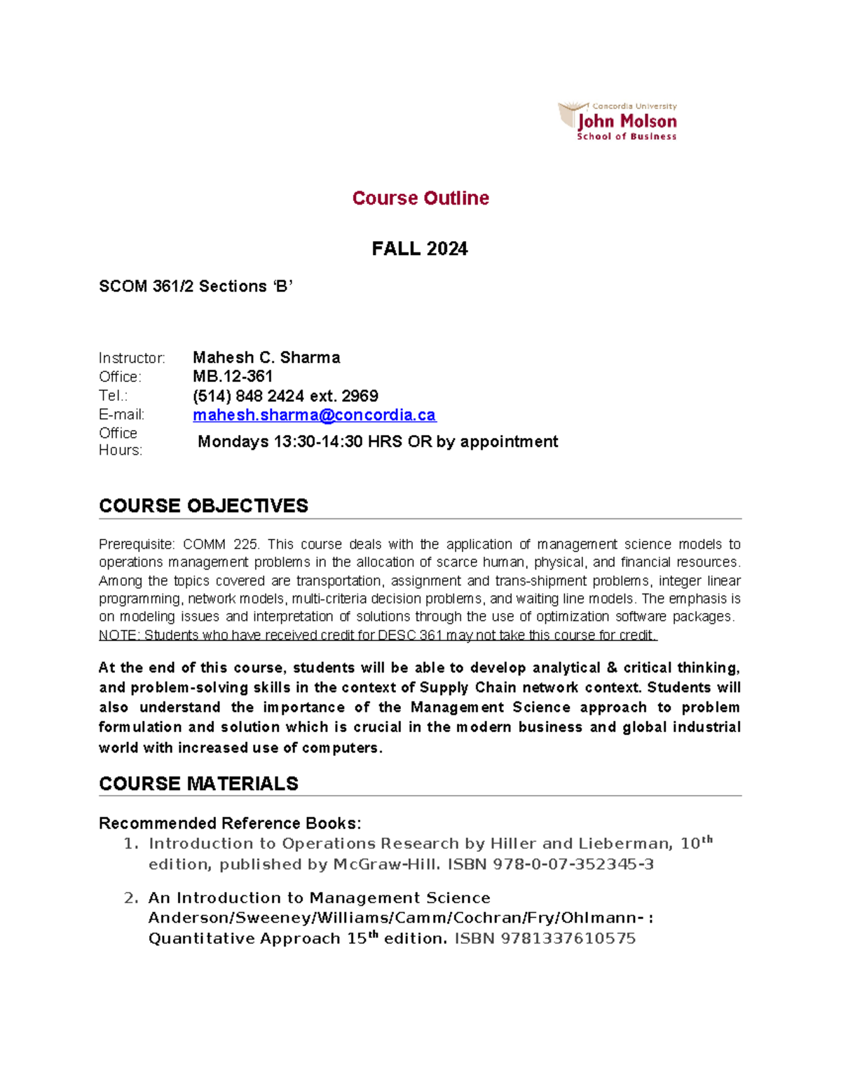 2024 FALL SCOM 361 Course Outline - Course Outline FALL 2024 SCOM 361/2 ...
