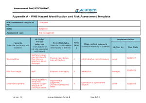 Appendix B – WHS Hazard Identification and Risk Assessment Template ...