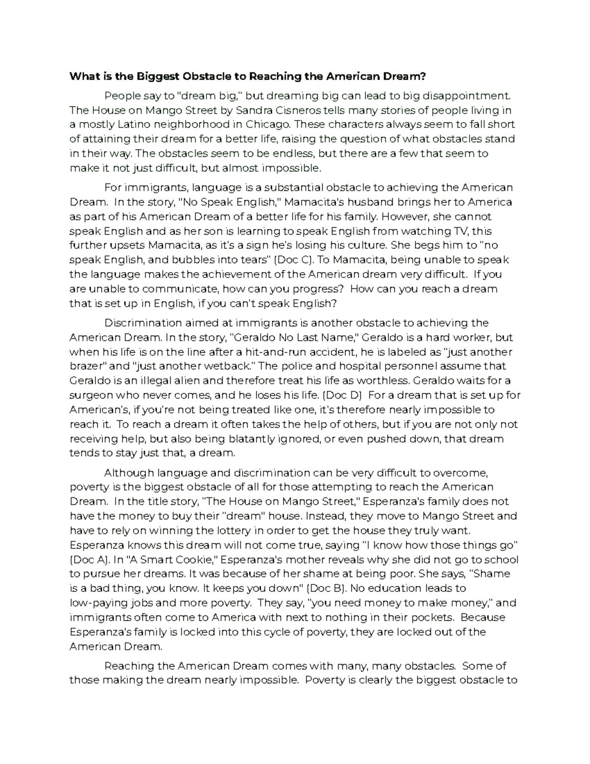 Copy of Expository Essay-Outline Example - What is the Biggest Obstacle ...