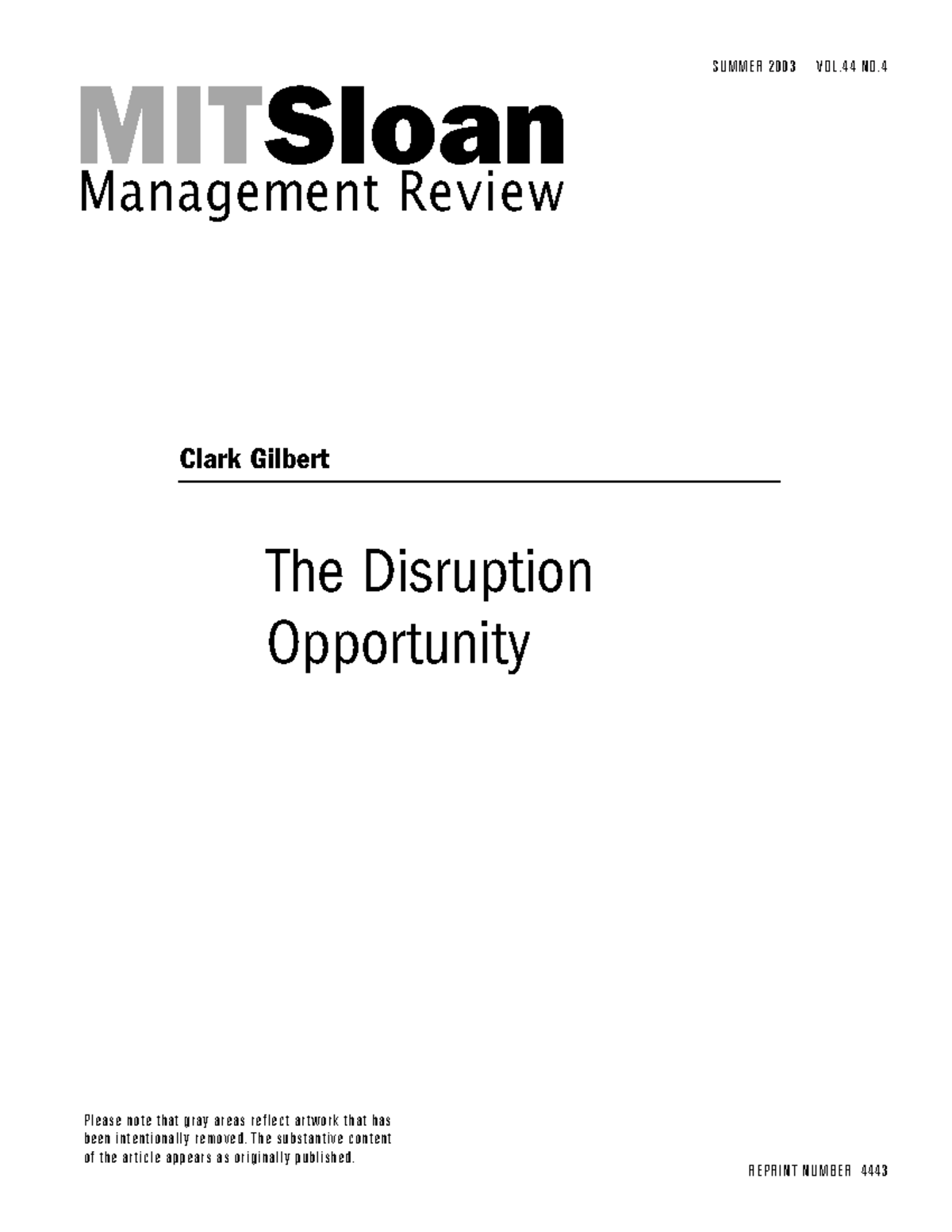 The disruption opportunity - The Disruption Opportunity ####### R E P R ...