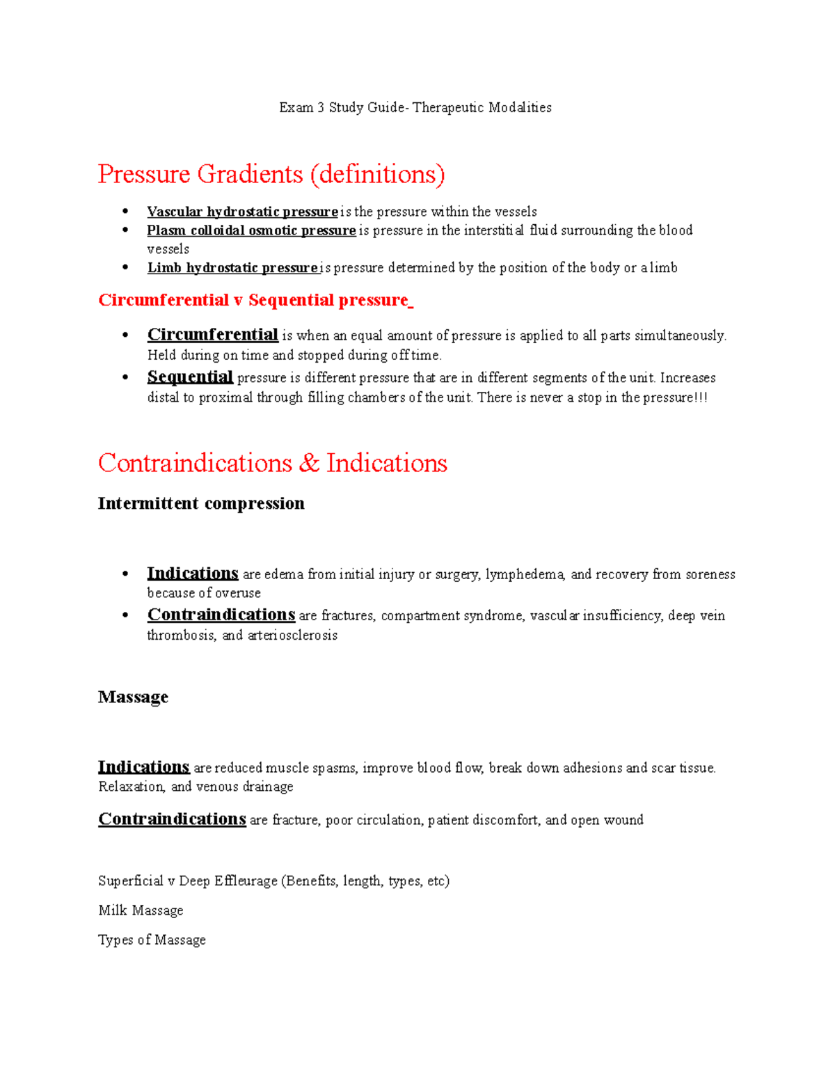 Exam 3 Study Guide Modalities - KINT 3330 - Lamar University - Studocu