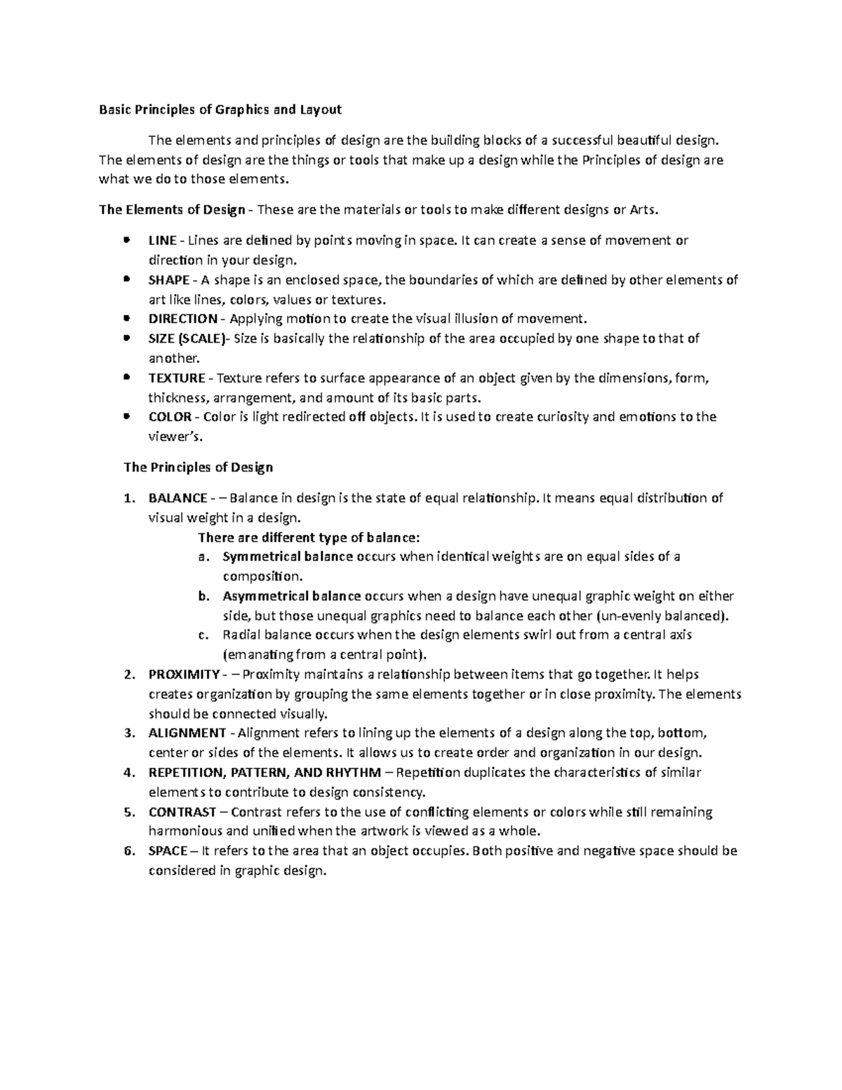 Basic Principles of Graphics and Layout - The elements of design are ...