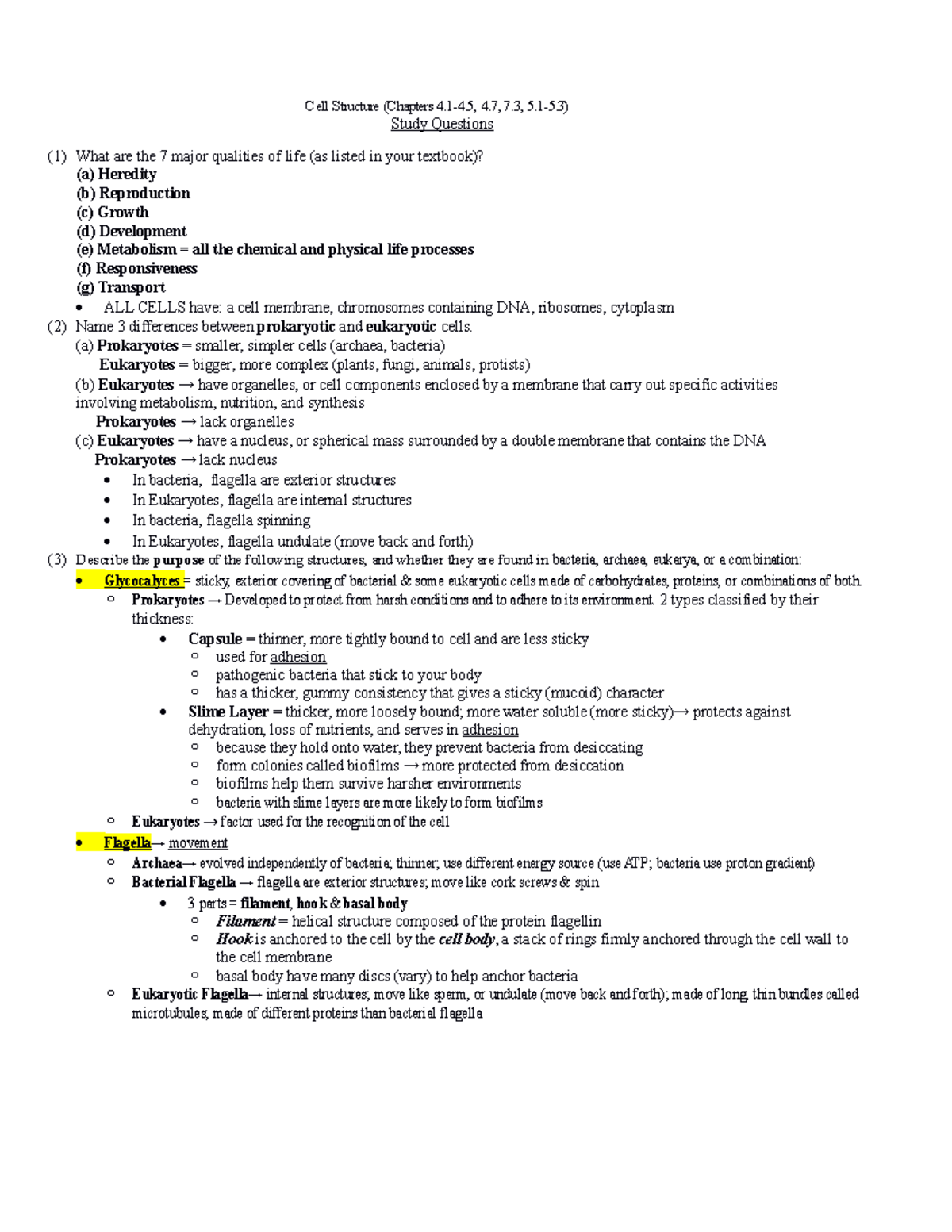 Ch 4-7 study guide - Cell and molecular biology of bacteria and their ...