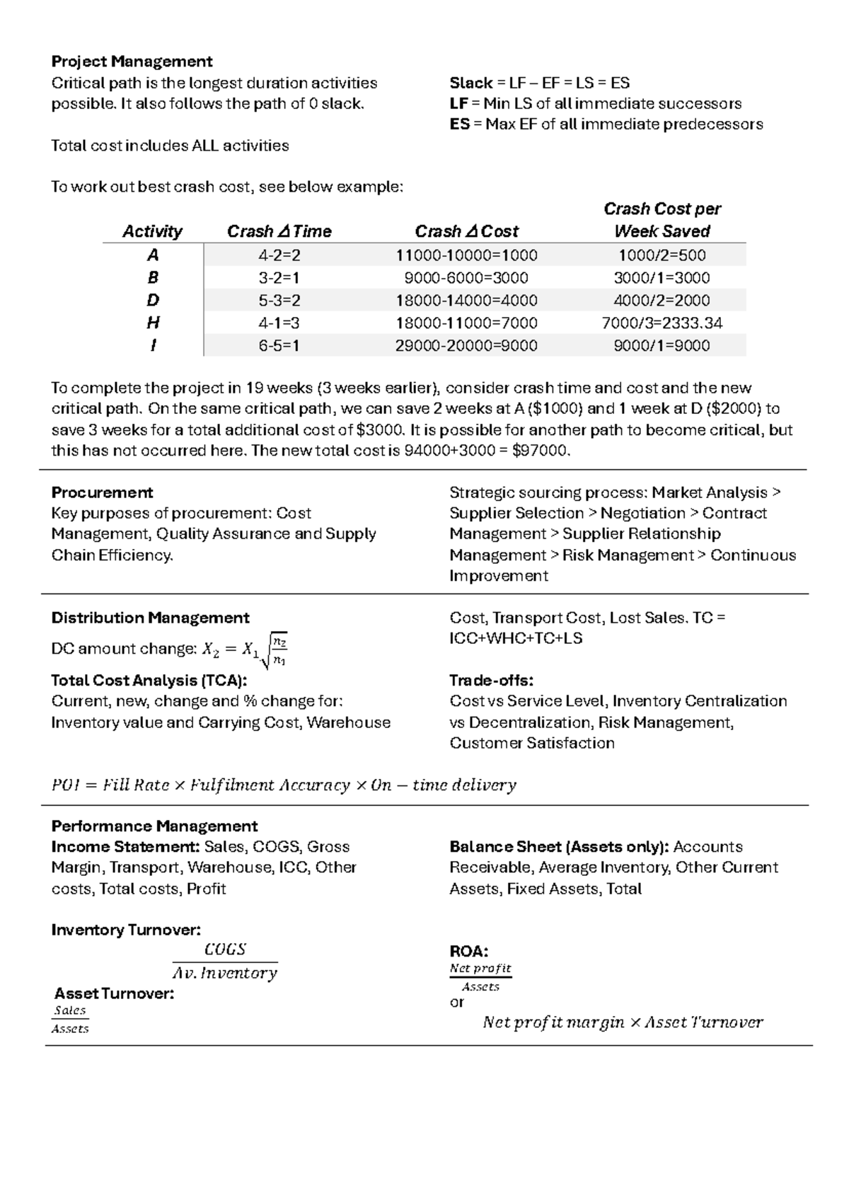 MGMT170 Cheat Sheet - Project Management Critical path is the longest ...