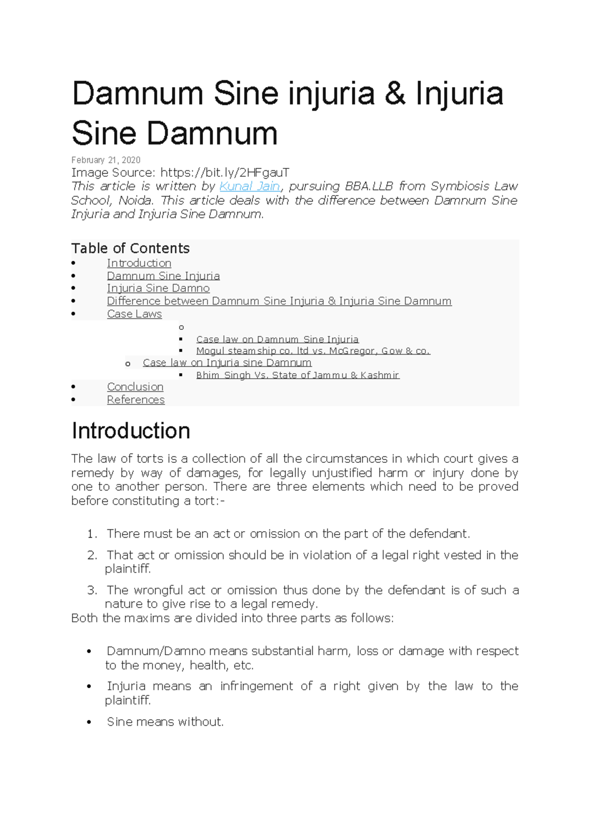 Damnum Sine injuria and Injuria sine Damnum - Damnum Sine injuria & Injuria Sine Damnum February ...