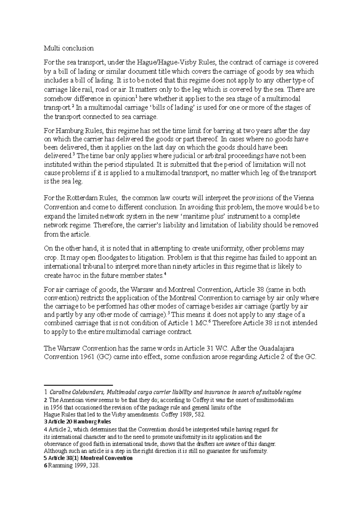 Multi Conclusion - Law student - Multi conclusion For the sea transport ...