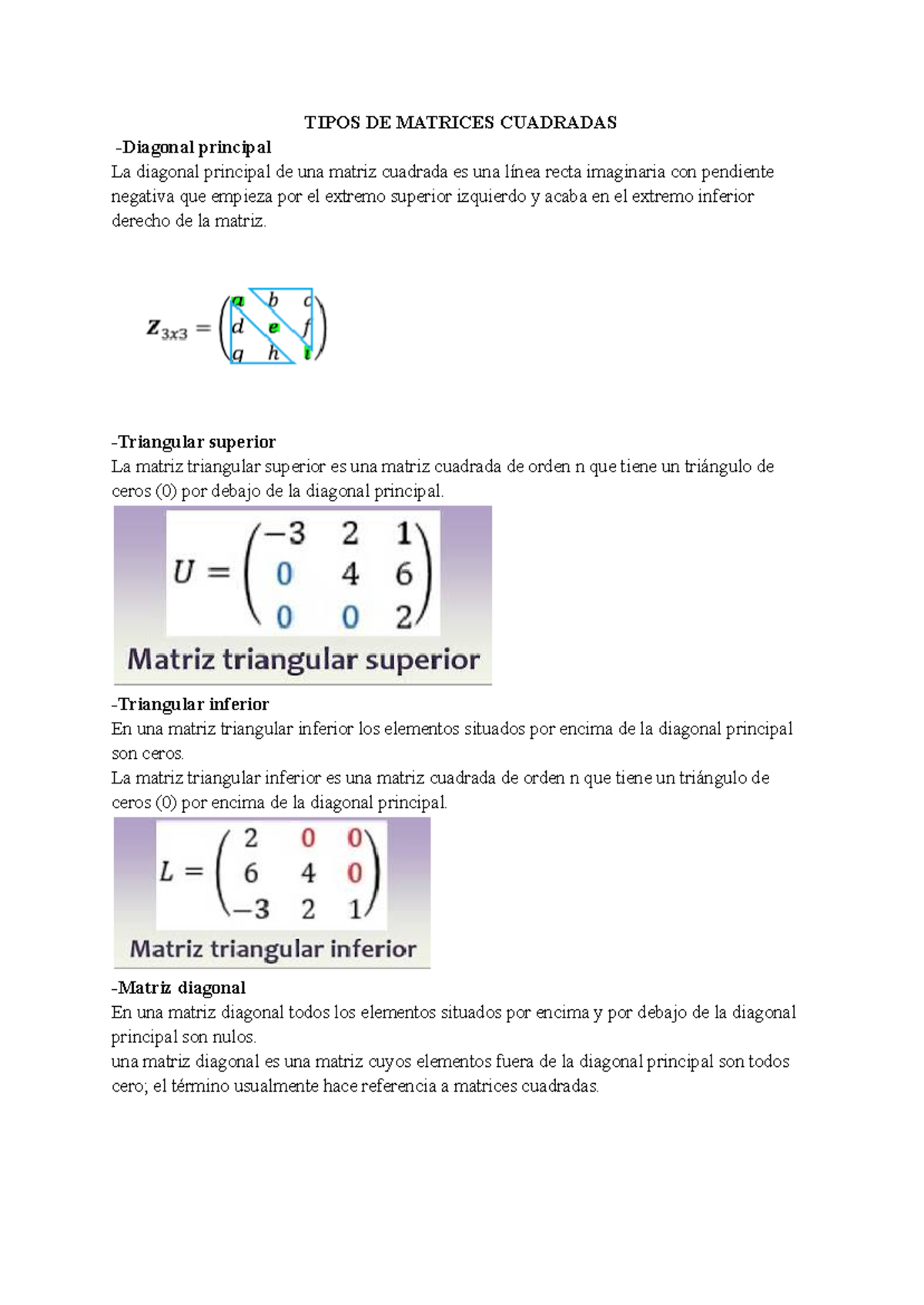 Documento sin título (11) - TIPOS DE MATRICES CUADRADAS -Diagonal ...