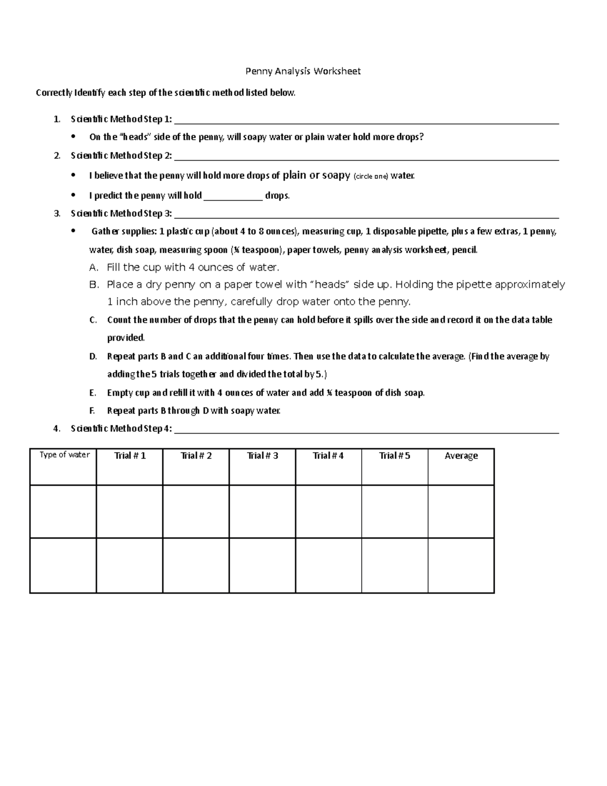 C108 Penny Analysis worksheet - Penny Analysis Worksheet Correctly ...