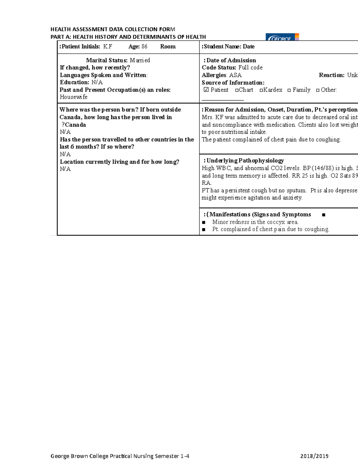 PN Health Assessment DATA Collection FORM 2018 2019 (1) - Copy - HEALTH ...