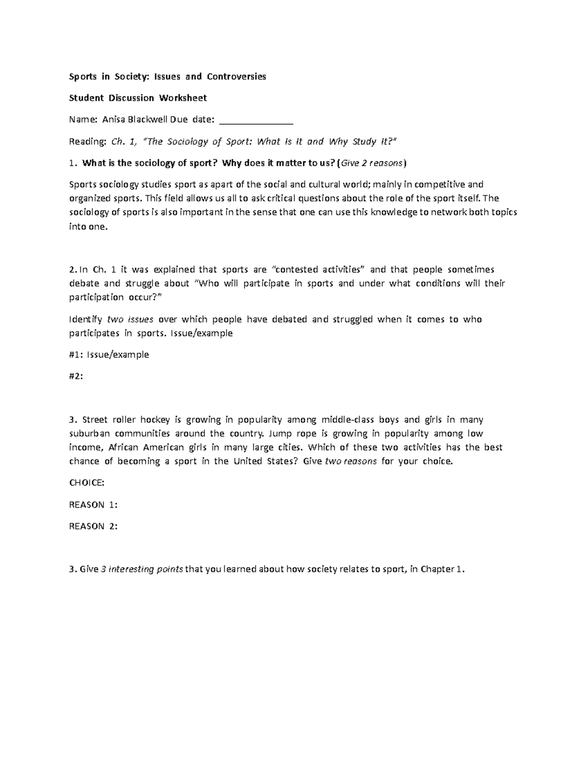 Sports in Society Chapter - Sports in Society: Issues and Controversies ...