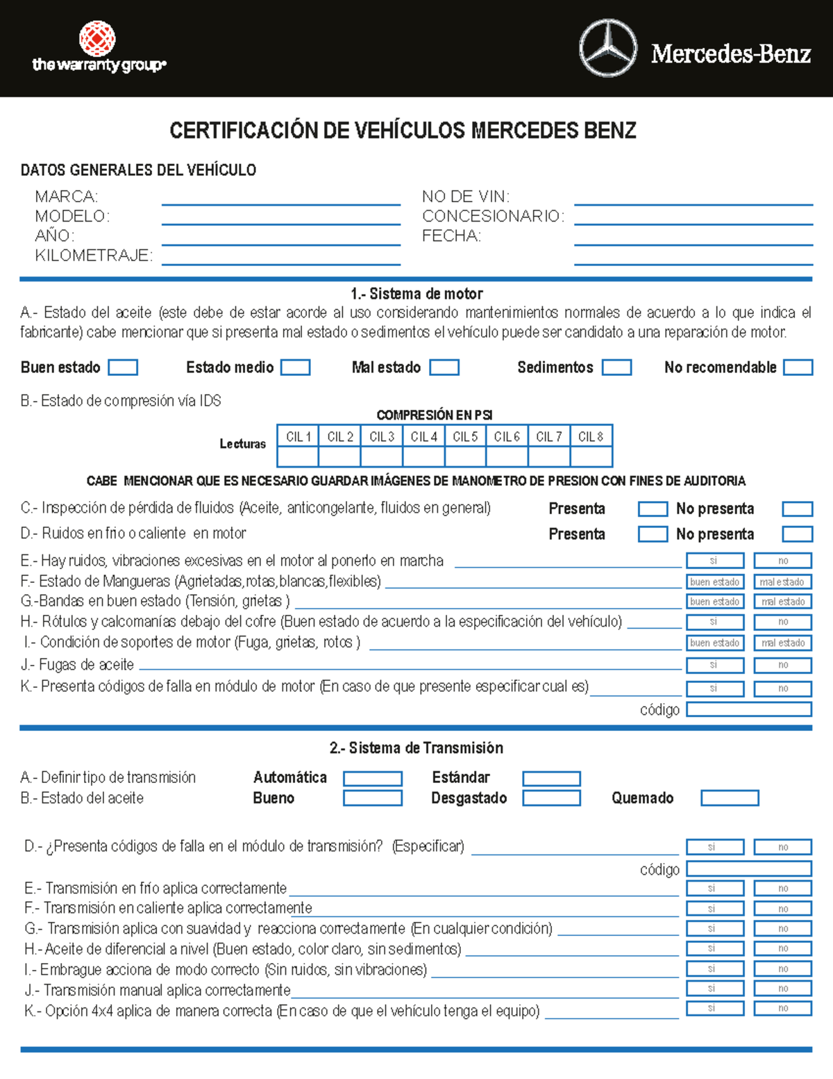 Check list mercedes benz (Inspeccion Starclass) - MARCA: MODELO: AÑO ...