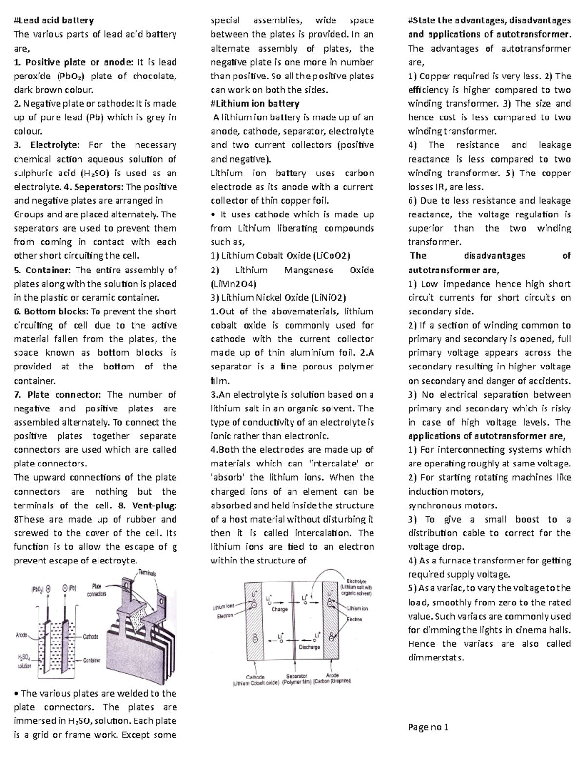 BEE Reduction micro - FE 2019 pattern Sppu - #Lead acid baƩery The various parts of lead acid ...