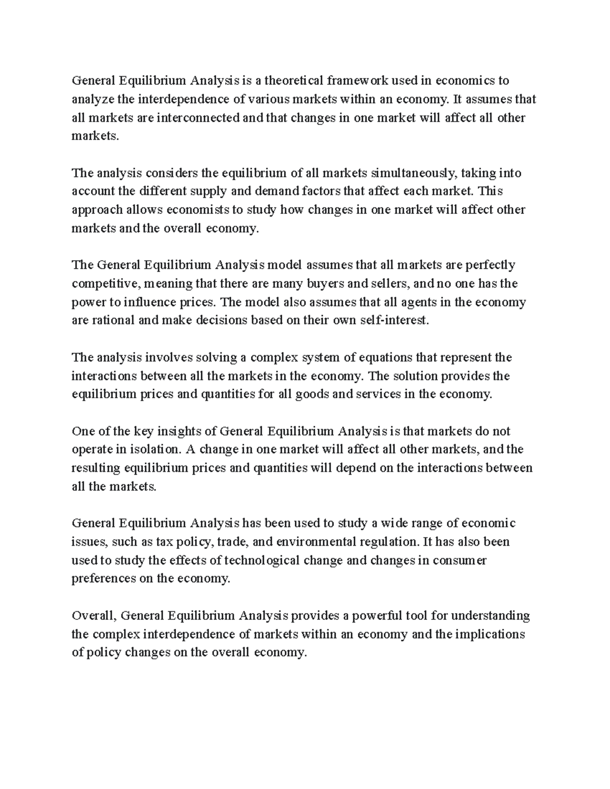 AP Macroeconomics Notes General Equilibrium Analysis - General ...