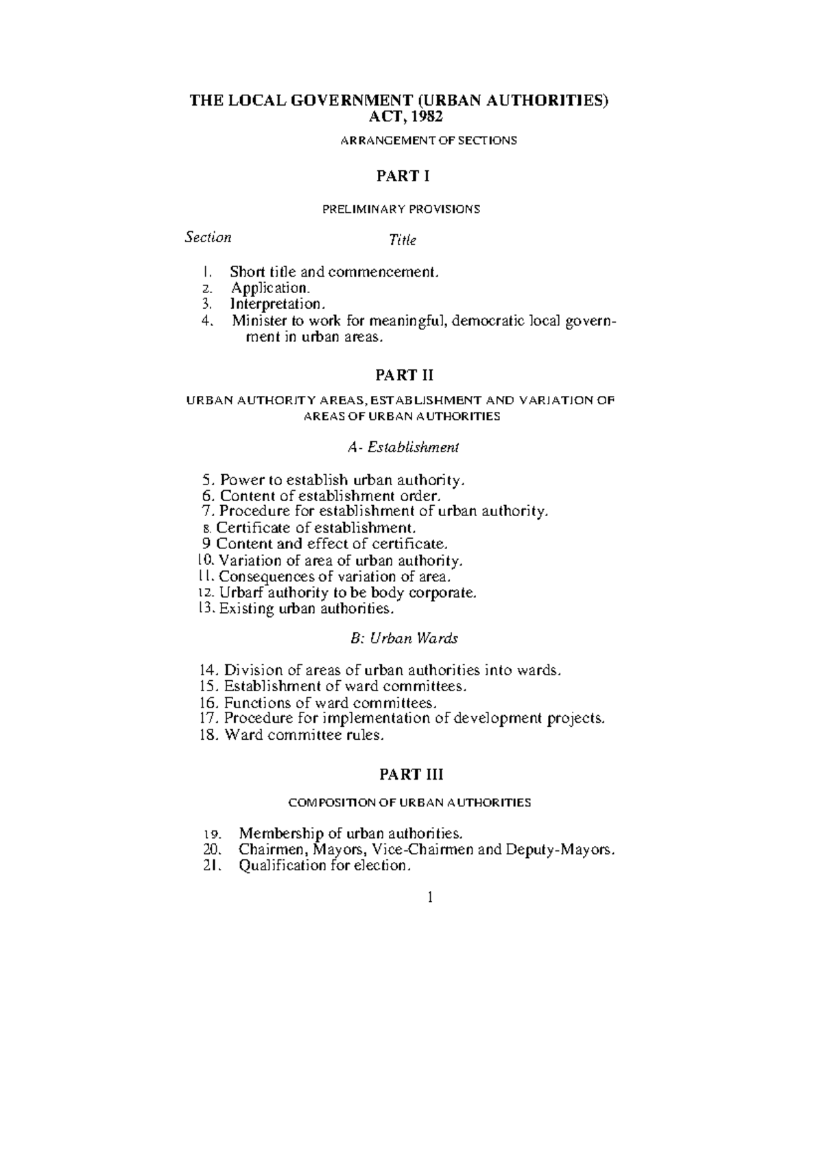The local government urban authorities act 8-1982 - THE LOCAL ...
