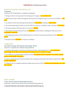 Chapter 16 Study Guide Completed - CHAPTER 16: Care of Patients with ...
