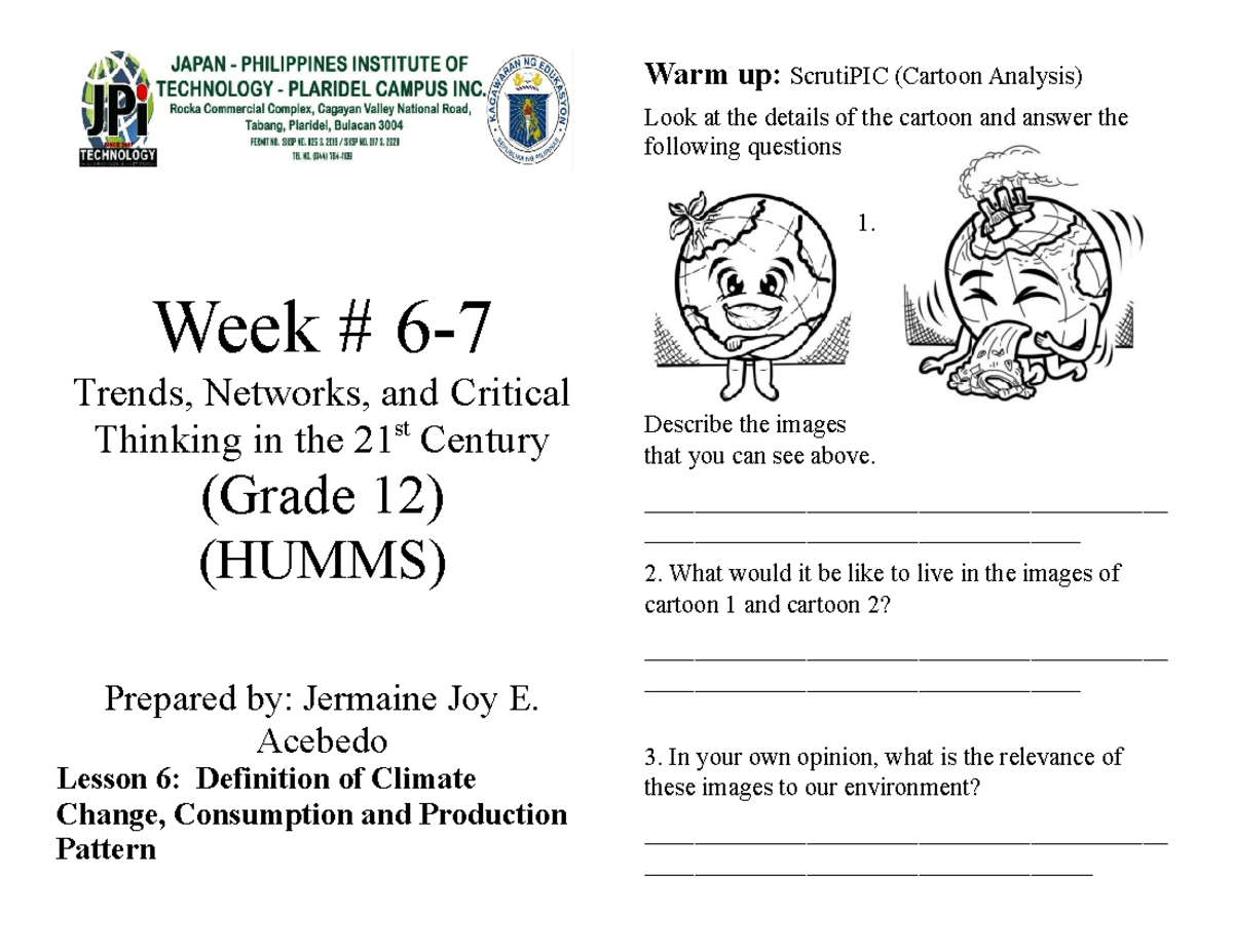 Week 6 7 trends - child and adolescent - Week # 6- Trends, Networks ...