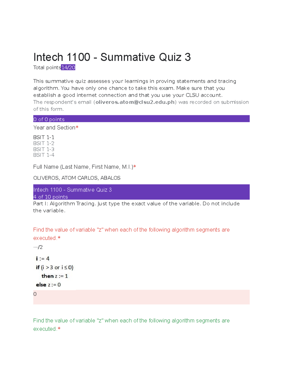 Intech 1100 - Summative Quiz 3 - Intech 1100 - Summative Quiz 3 Total ...