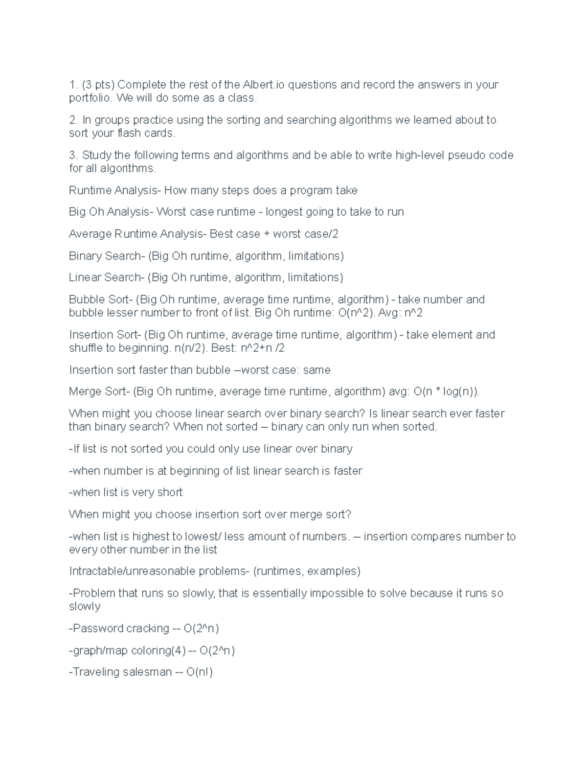 UNIT 6 Review - (3 pts) Complete the rest of the Albert questions and ...