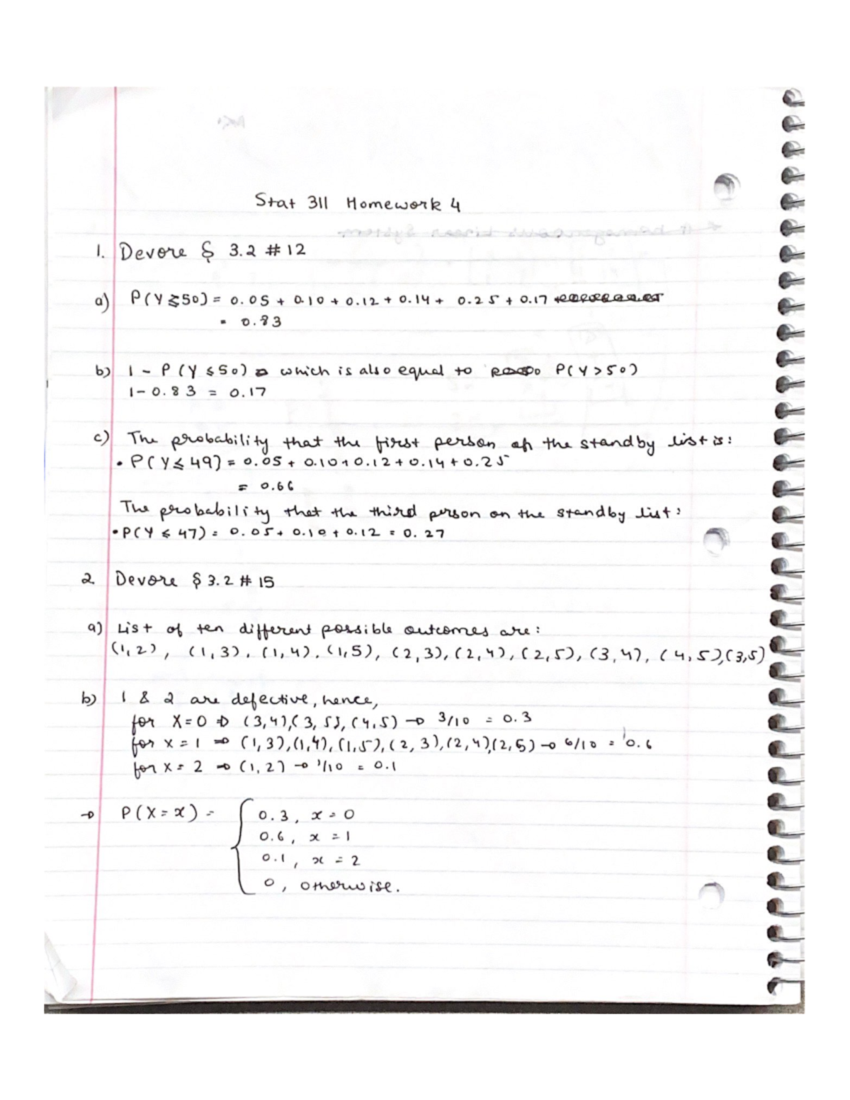 Stat 311 Homework 4 - STAT 311 - Studocu