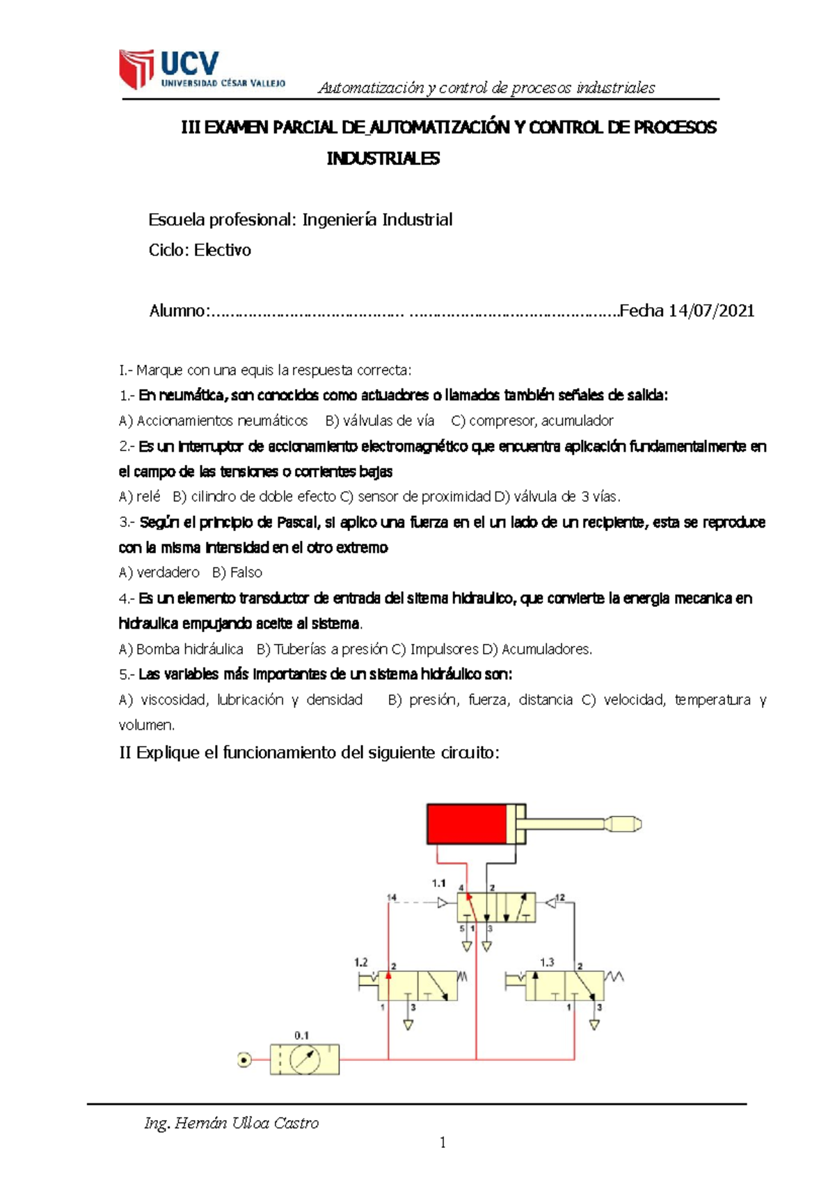 III Examen Parcial DE Automat - Automatización y control de procesos industriales III EXAMEN ...