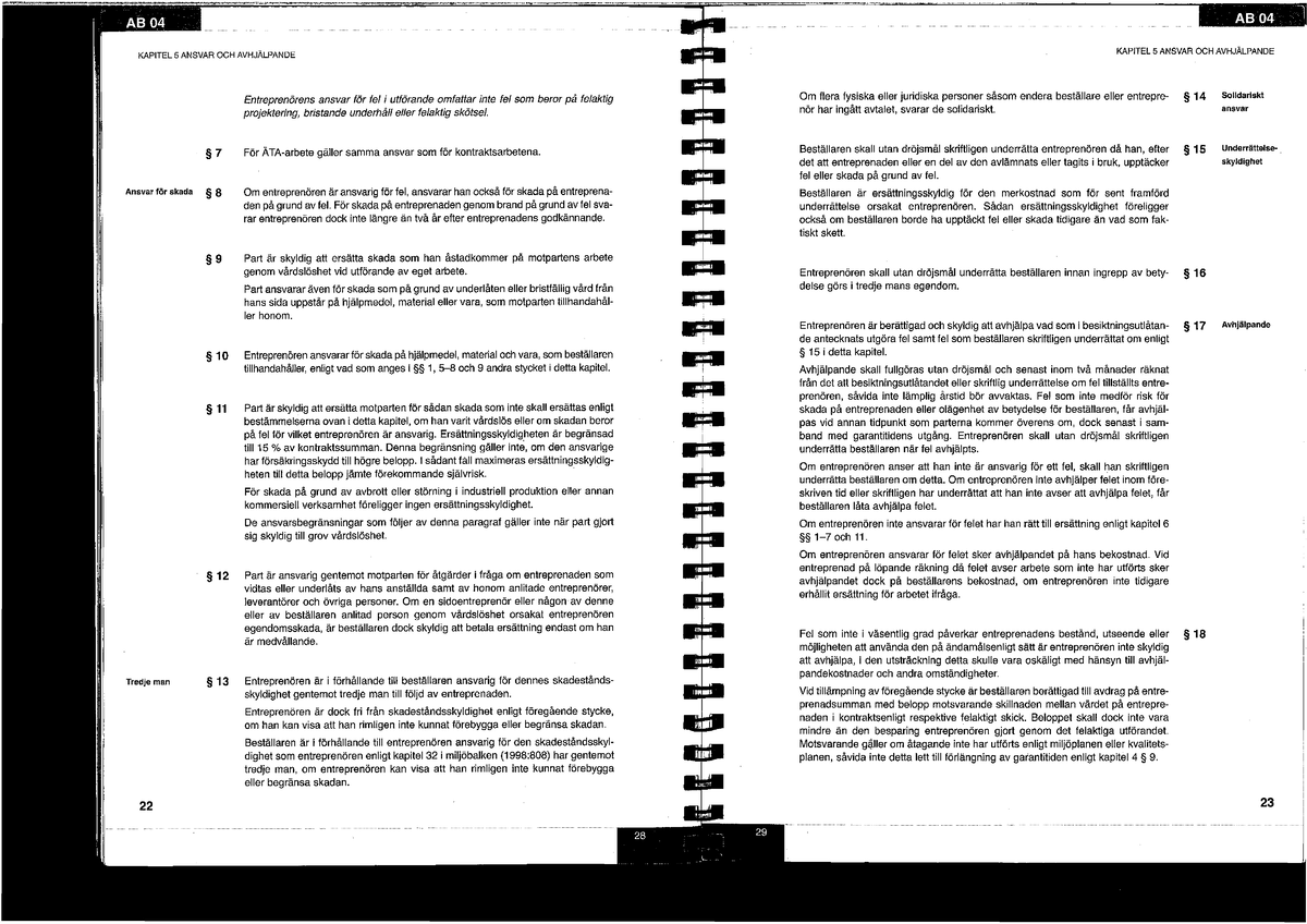 Ab04 avtalstolkning t1-1 - KAPITEL 5 ANSVAROCHAVHJÄLPANDE - Studocu
