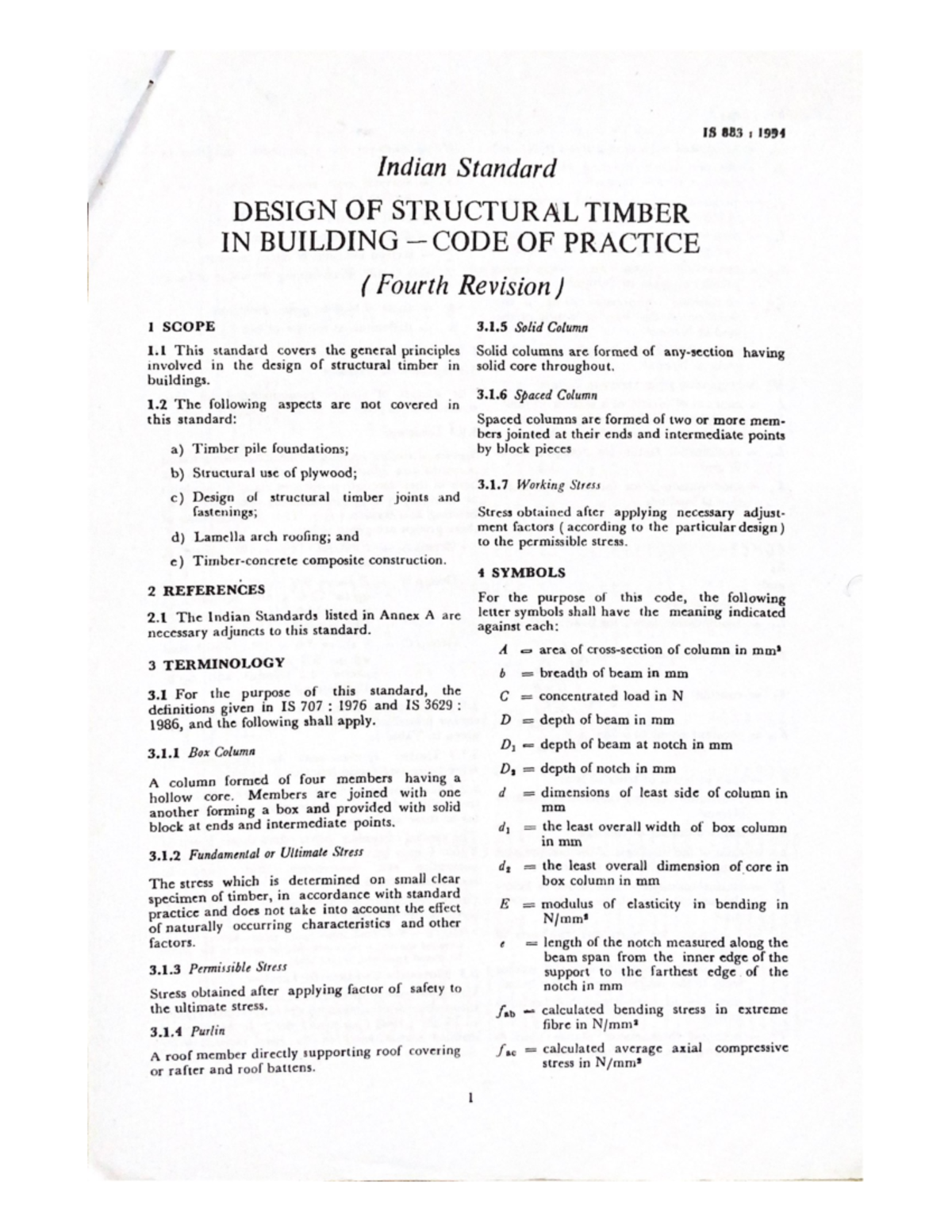 Indian Standard Design OF Structural Timber IN Building -CODE OF ...