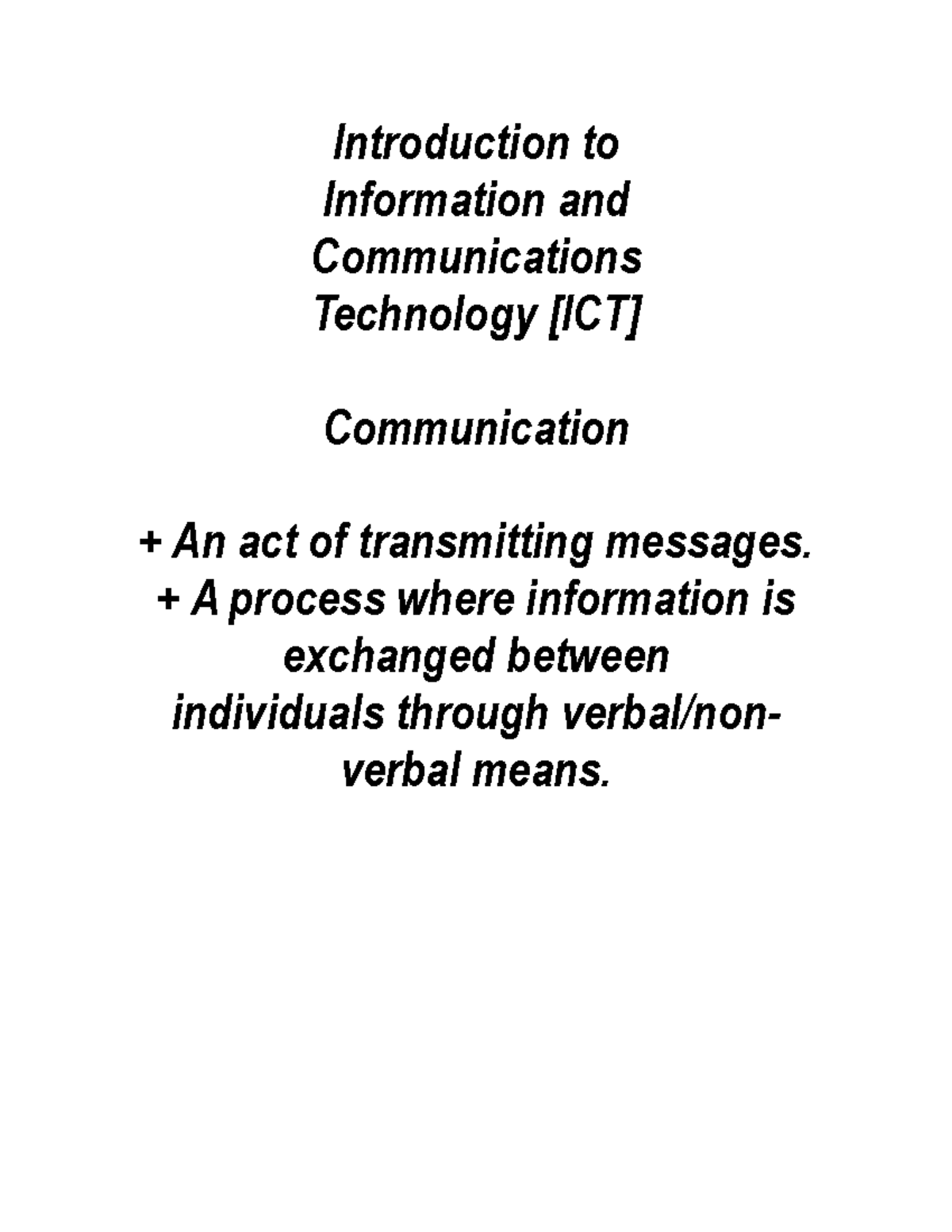 Introduction to Information and Communications Technology [ICT ...
