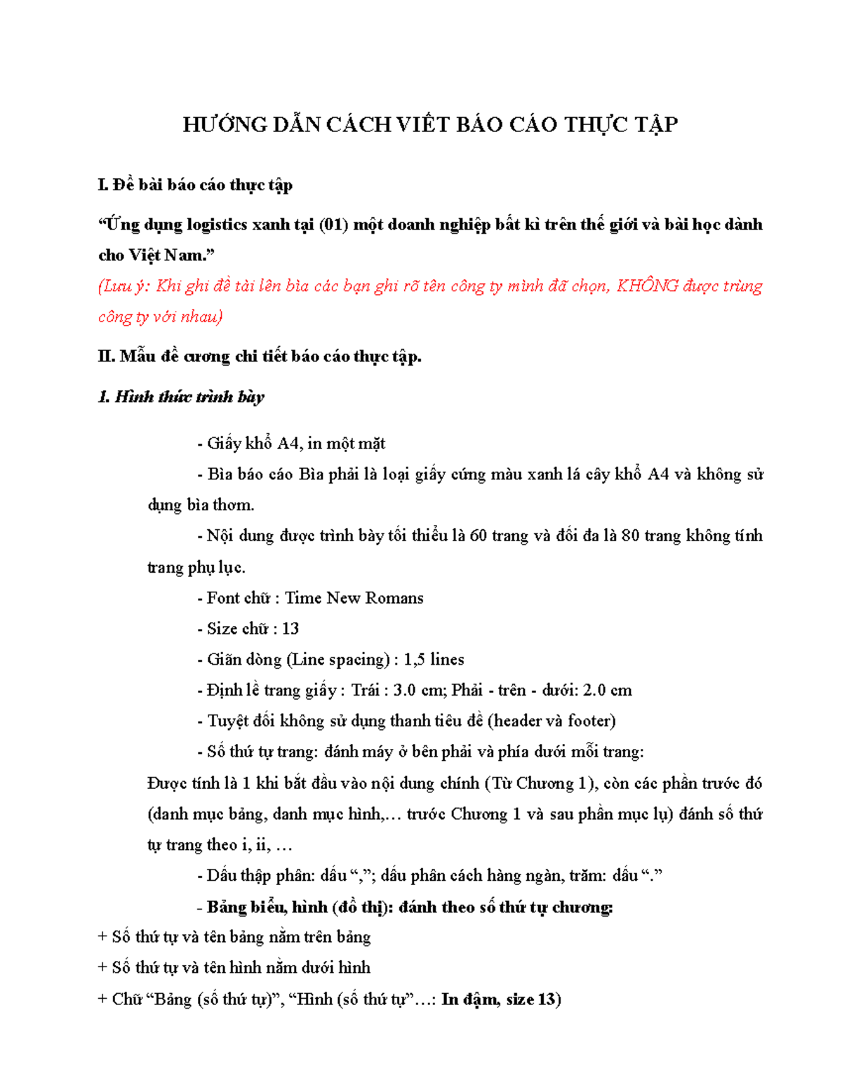 ĐỀ BÀI BCTT K17LO - log - HƯỚNG DẪN CÁCH VIẾT BÁO CÁO THỰC TẬP I. Đề ...