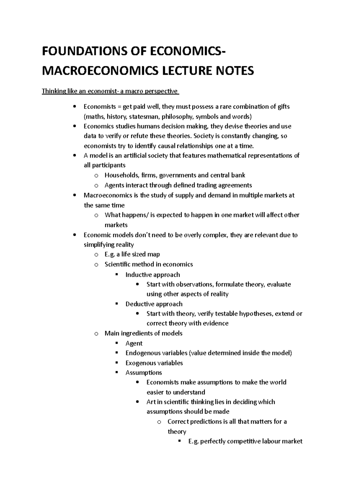 Lecture notes 1 (up to production and growth) - FOUNDATIONS OF ...