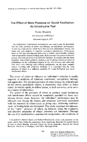 Experiment Example - lab - SOCIAL PSYCHOLOGY PROJECT TWO – EXPERIMENT ...