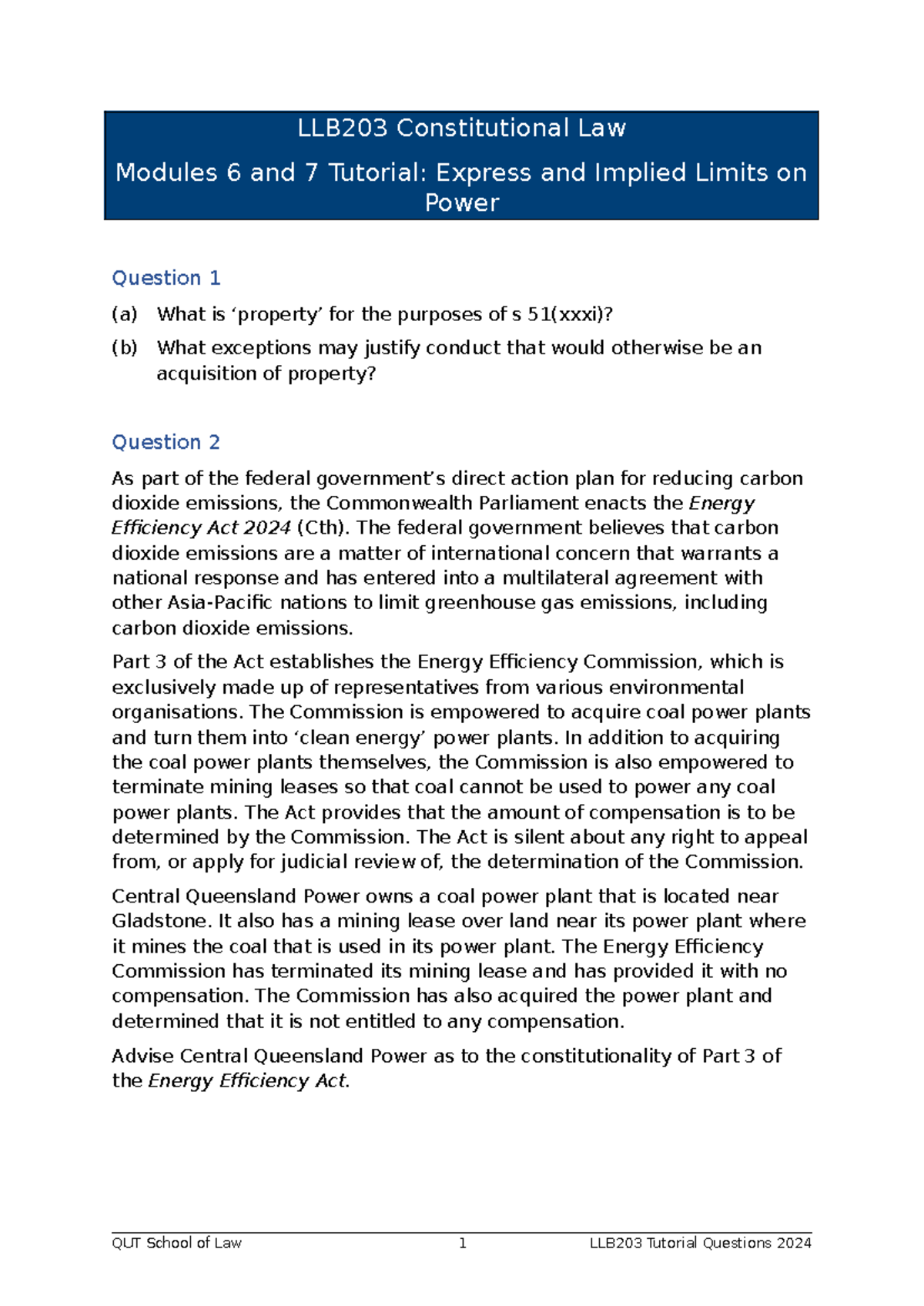 Wk6-7 - Express and Implied Limits on Power - LLB203 Constitutional Law ...
