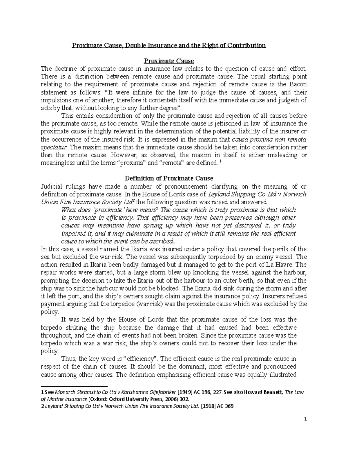 Double Insurance and the Right of Contribution - There is a distinction ...