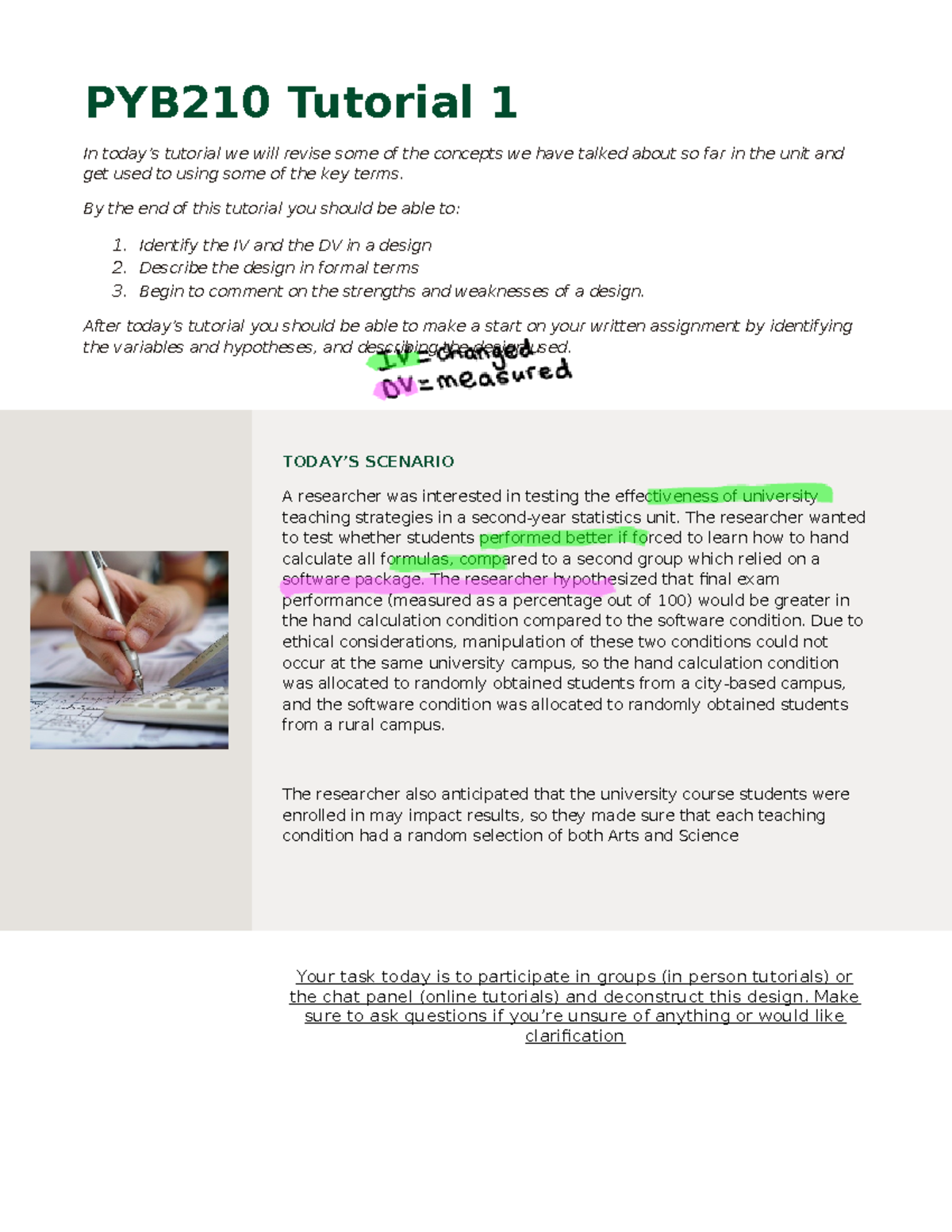 Tutorial 1 worksheet - PYB210 Tutorial 1 In today’s tutorial we will revise some of the concepts ...