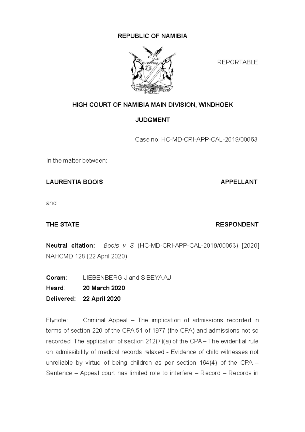 Heads of Argument - REPUBLIC OF NAMIBIA HIGH COURT OF NAMIBIA MAIN ...