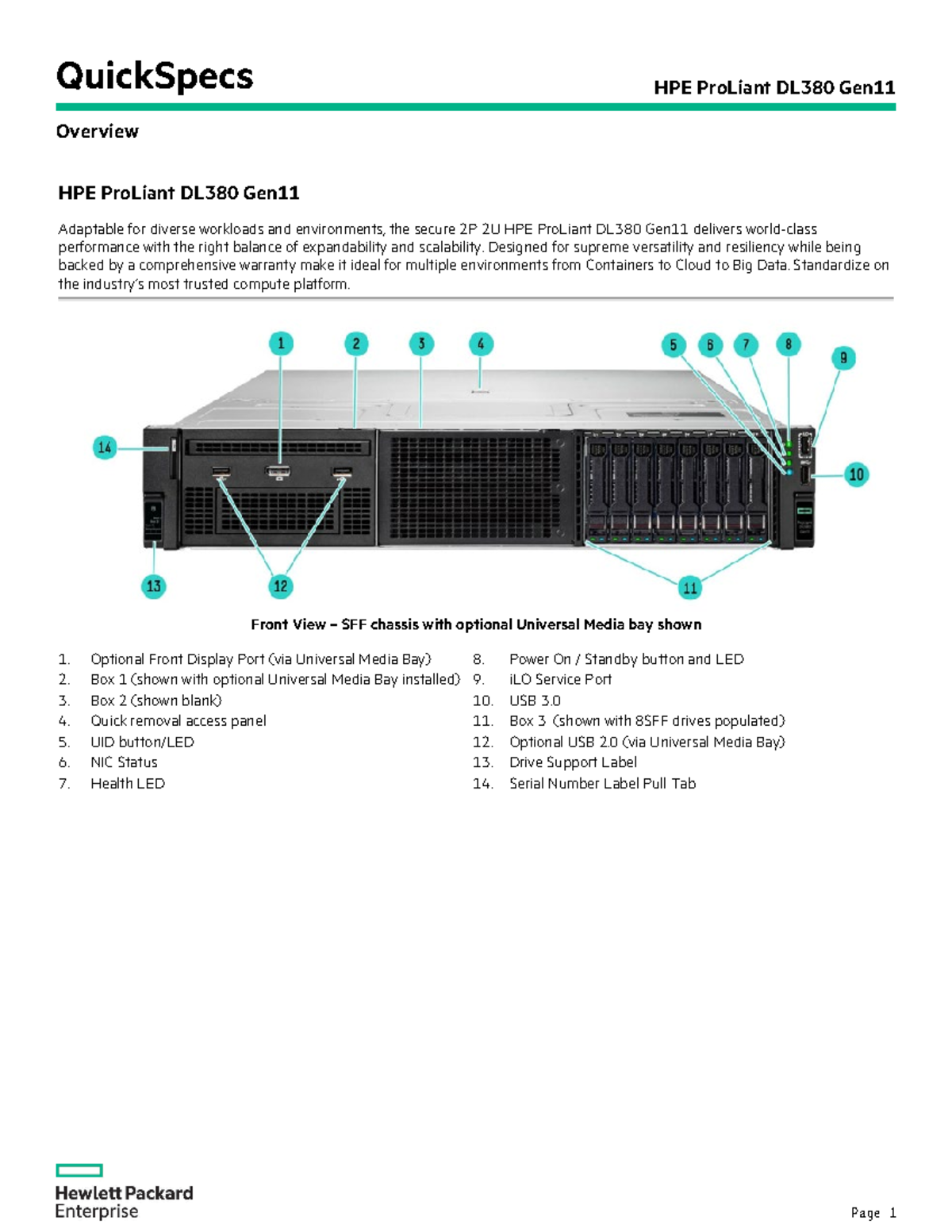 HPE Pro Liant DL380 Gen11-Quick Specs - Overview HPE ProLiant DL380 Gen ...