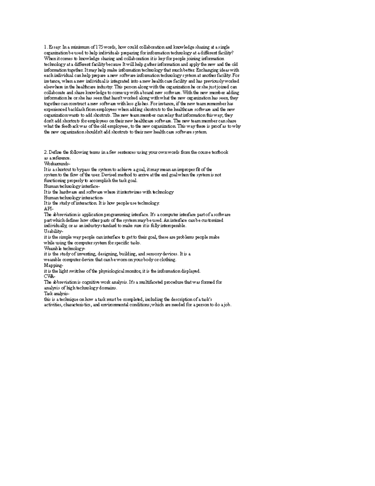 Nr360Wk2 - Quiz 2 - Essay: In a minimum of 175 words, how could ...