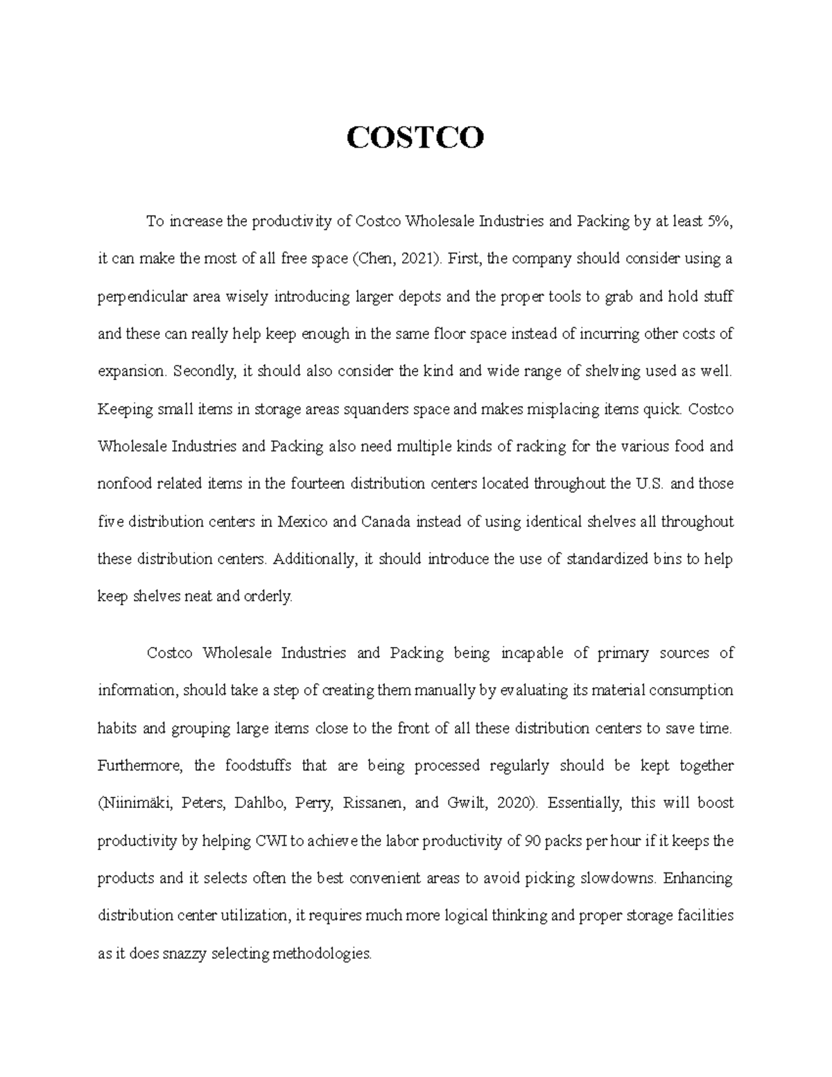 How to improve productivity - COSTCO To increase the productivity of ...