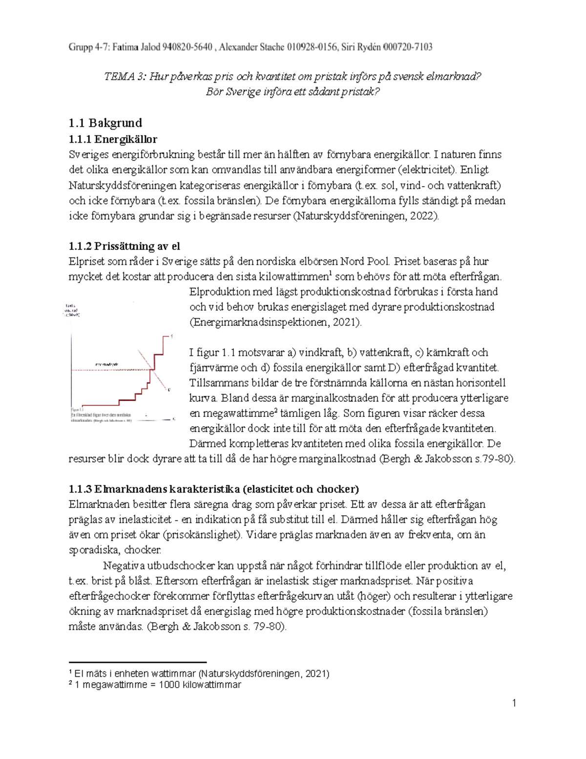 Promemorian-3 - nek uppg - TEMA 3: Hur påverkas pris och kvantitet om pristak införs på svensk ...
