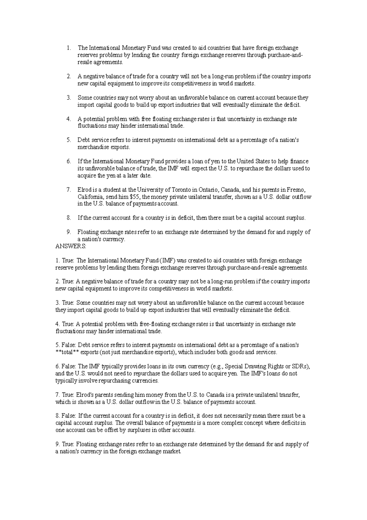 Reviewer ECO WITH Answer - The International Monetary Fund was created ...