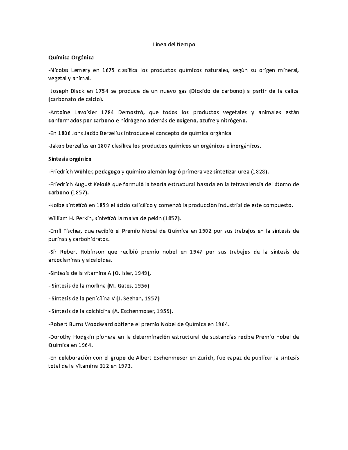 Línea del tiempo - tarea - Línea del tiempo Química Orgánica -Nicolas ...