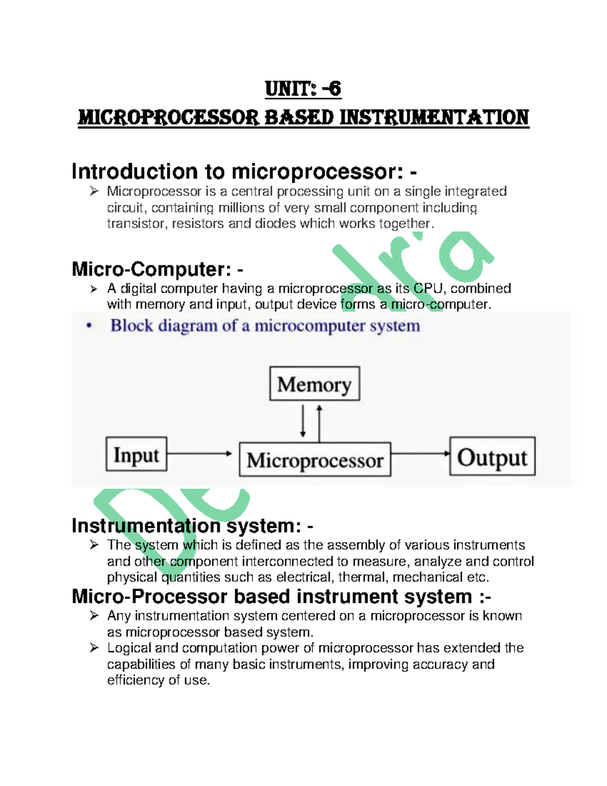 Unit6 - Leture - Unit: - 6 Microprocessor based Instrumentation ...