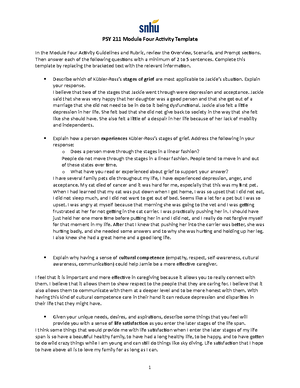 PSY 211 Project 2 - PSY 211 Project Two Template Use this template to complete your life-span ...