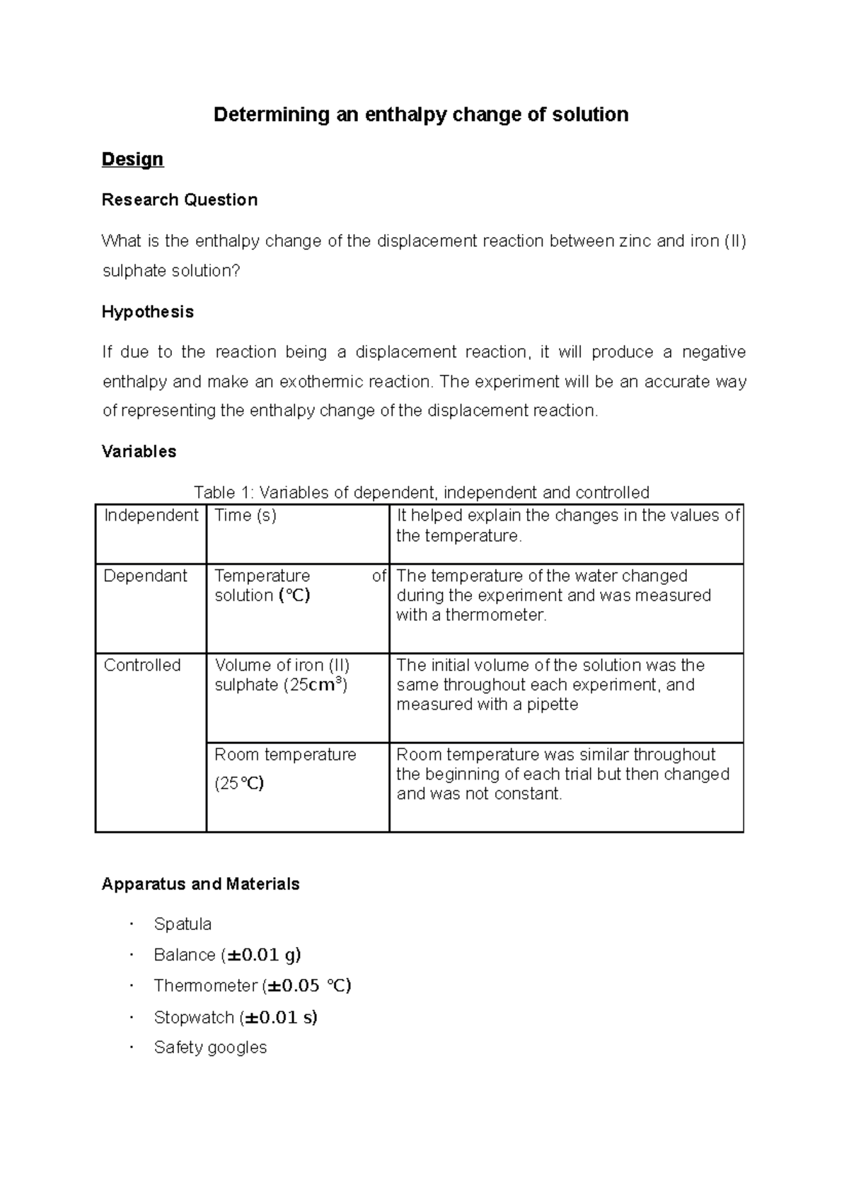 Determining an enthalpy change of reaction. 4 - Determining an enthalpy ...