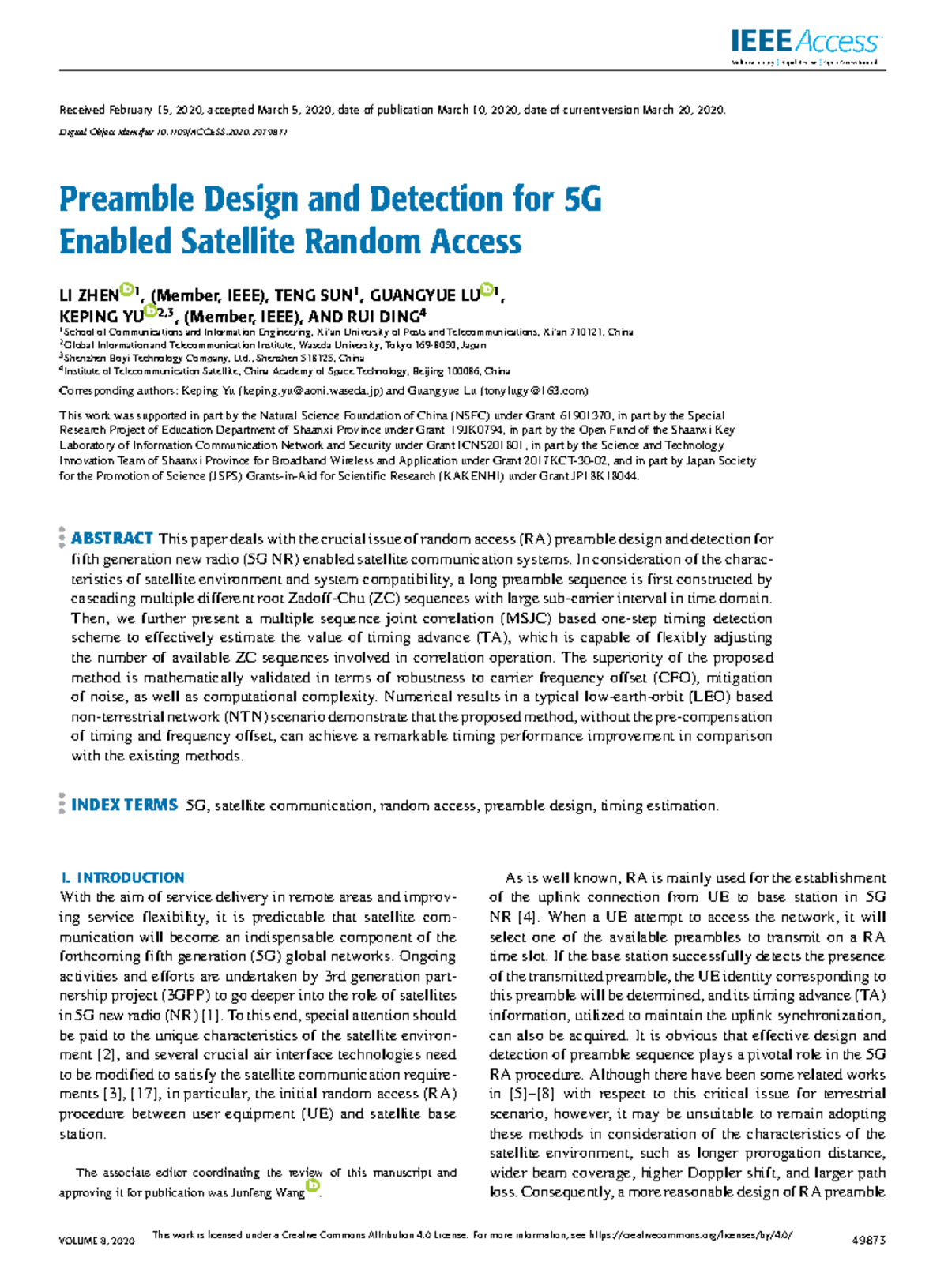 12. Satellite Access - paper - Received February 15, 2020, accepted ...