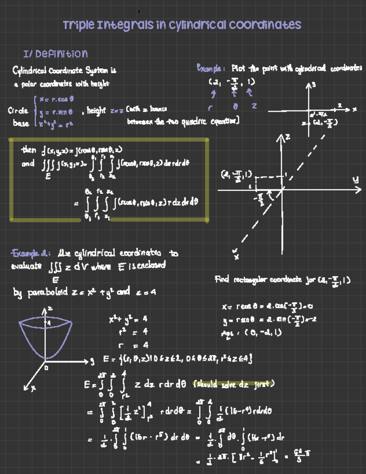 '15.7- Triple Integrals In Cylindrical Coordinates - ' Triple Integrals ...