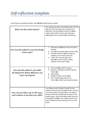 Self reflection template week 28 - Self-reflection template Use the ...