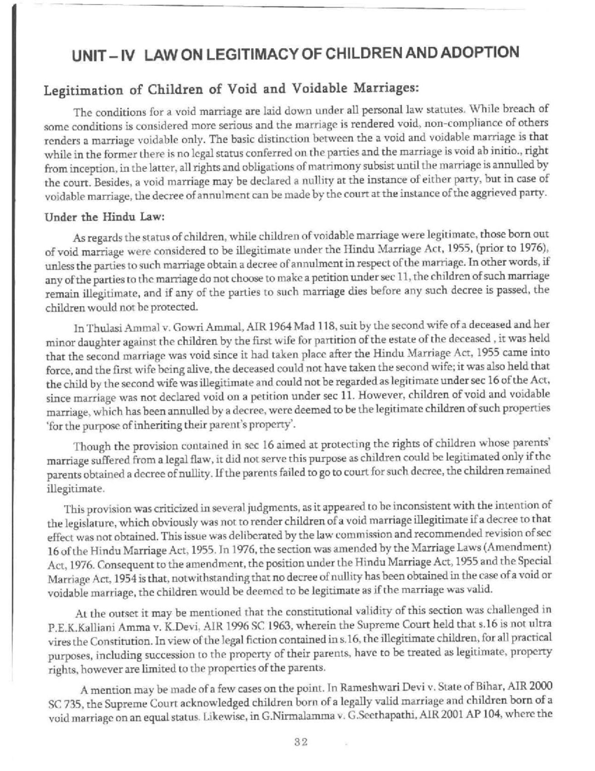 Law on Legitimacy of Children and Adoption - Family Law - I - Studocu