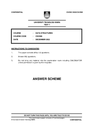 Faculty Computer Sciences AND Mathematic 2018 Session 2 - Degree CSC508 518 - data structure ...